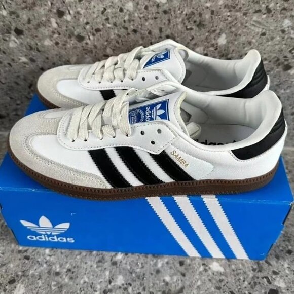 adidas | Shoes | Adidas Samba Og Leather Retro Sneakers White Black ...